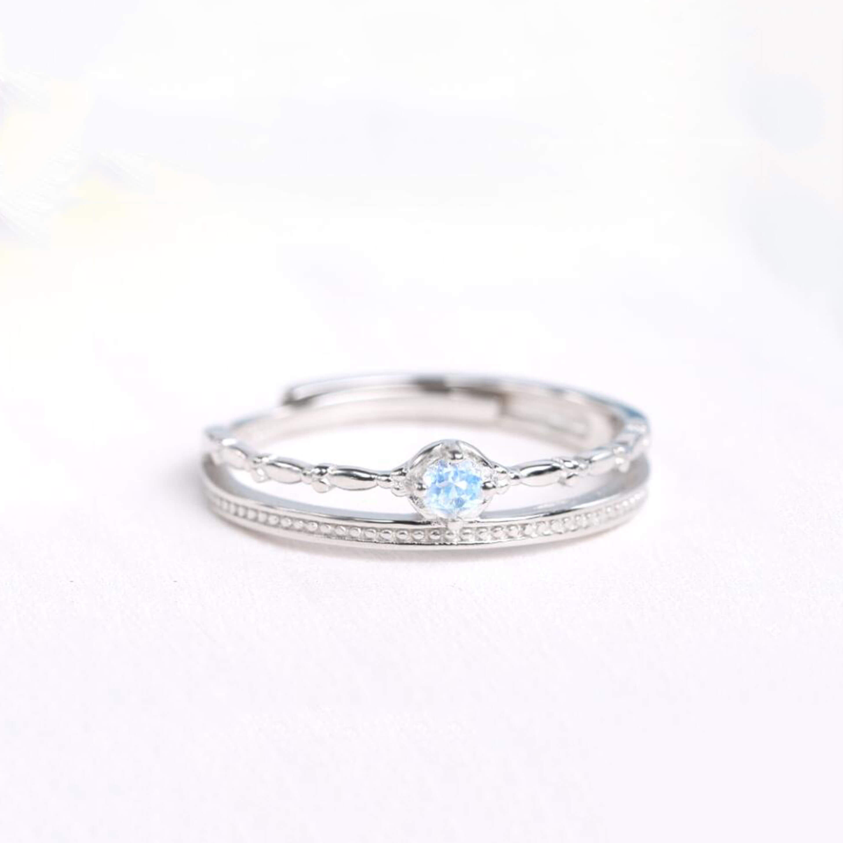 Bridesmaid Gifts Moonstone Ring Double Layer Natural Moonstone Rings D ...