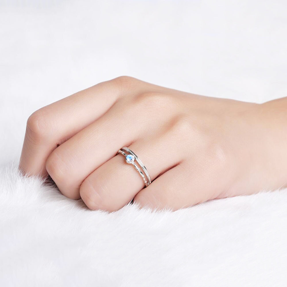 Bridesmaid Gifts Moonstone Ring Double Layer Natural Moonstone Rings D ...